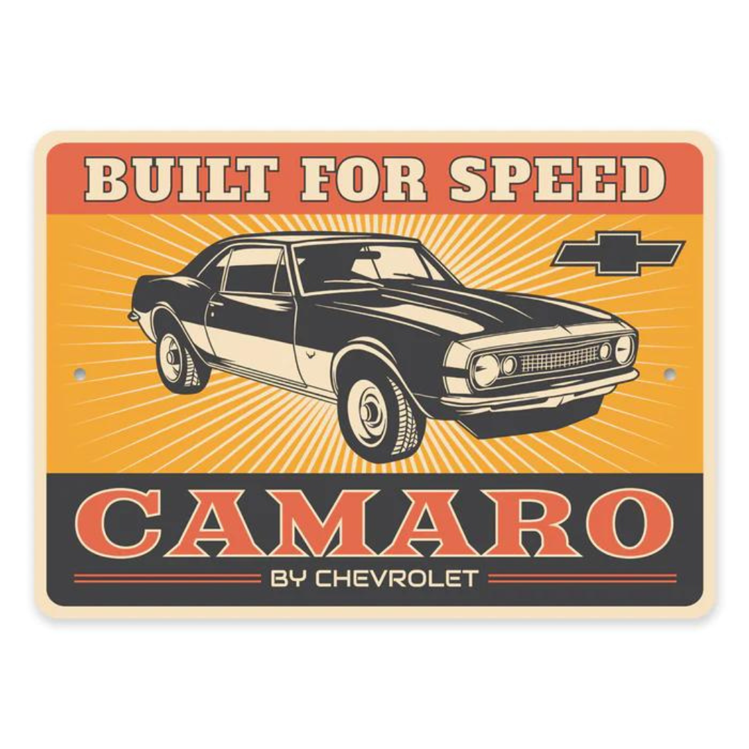 1st Gen Camaro Built For Speed Aluminum Sign | Camaro Store Online
