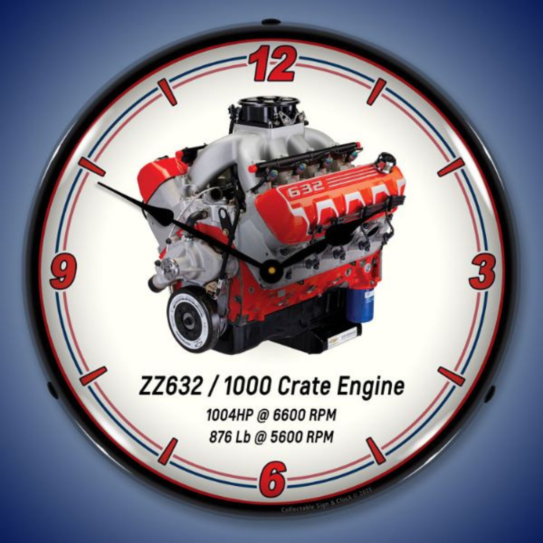 Chevrolet 632 Crate Engine Lighted Wall Clock | Camaro Store Online