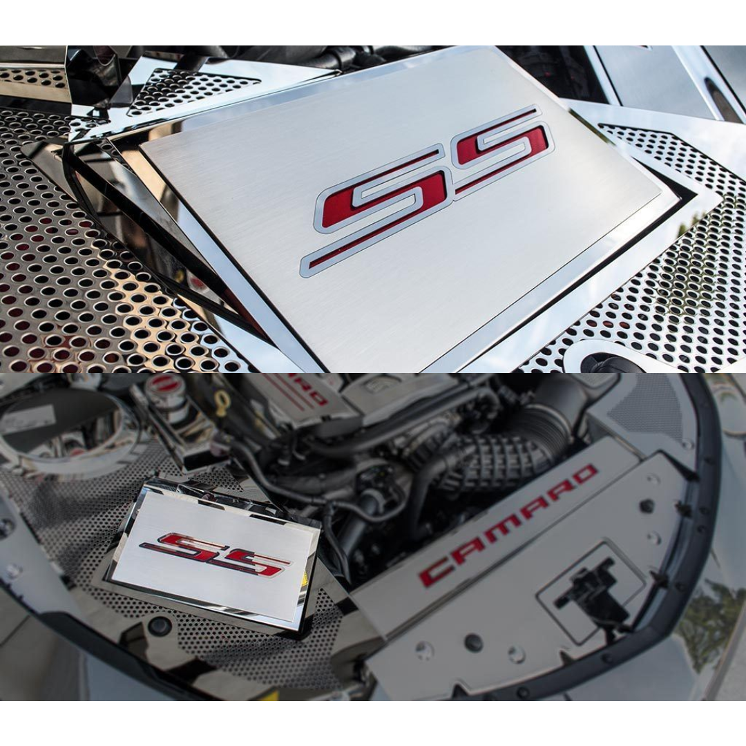 2016-2021 CAMARO SS - FUSE BOX COVER POLISHED W/BRUSHED SS TOP PLATE ...