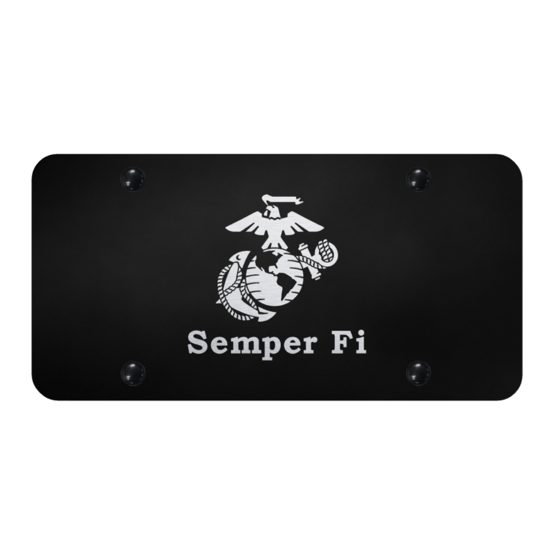 Semper Fi License Plate Laser Etched Black | Camaro Store Online