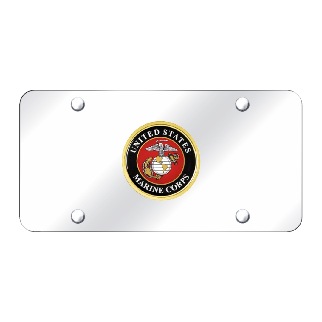 U.S.M.C. Badge Plate - Chrome on Mirrored | Camaro Store Online