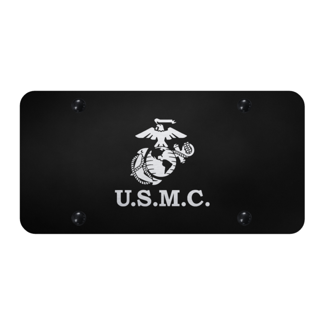 U.S.M.C. License Plate Laser Etched Black | Camaro Store Online