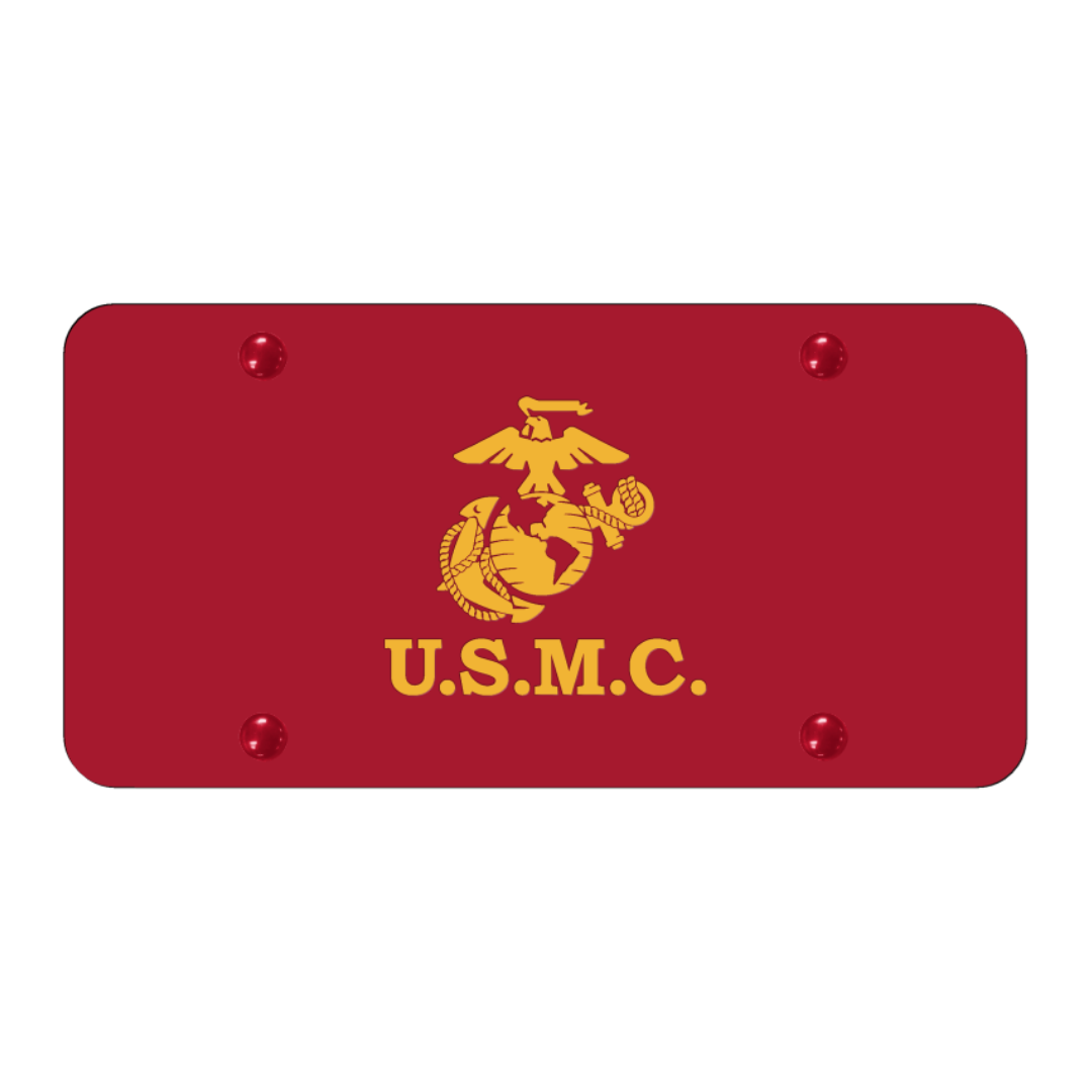 U.S.M.C. License Plate Yellow on Red | Camaro Store Online
