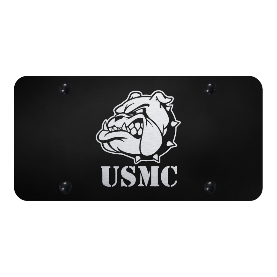 USMC Bulldog Head License Plate Black | Camaro Store Online