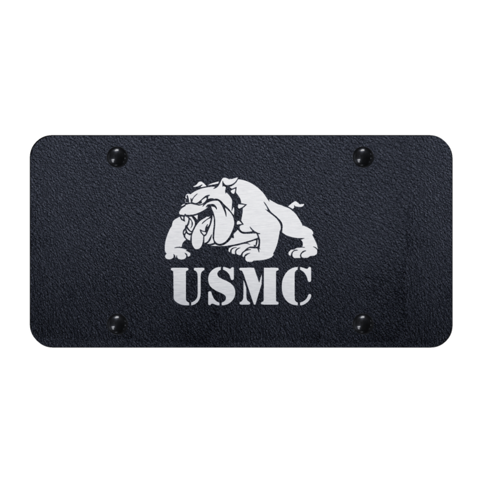 USMC Bulldog License Plate Rugged Black | Camaro Store Online