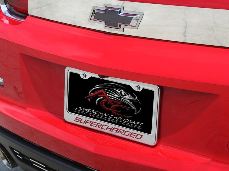 Camaro License Plate Frame with "Supercharged" | Camaro Store Online