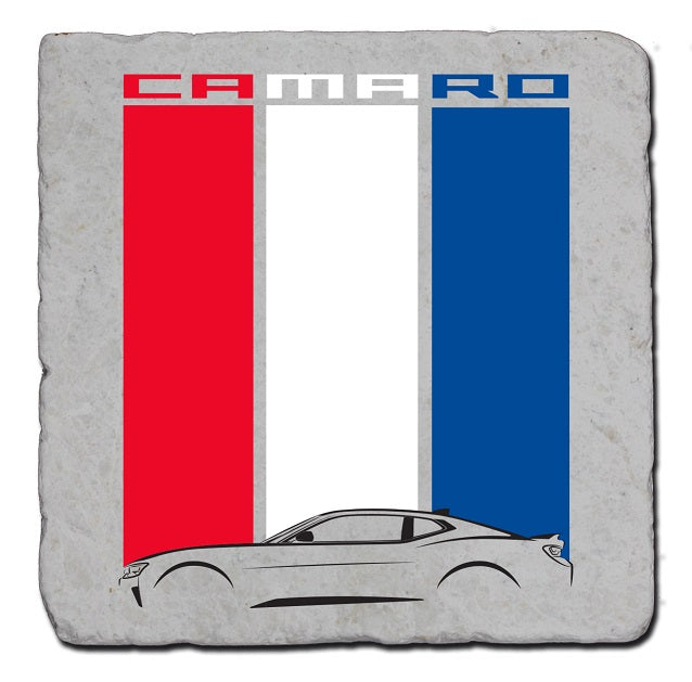 Camaro Red White Blue Stripe Stone Coaster - Camaro Store Online